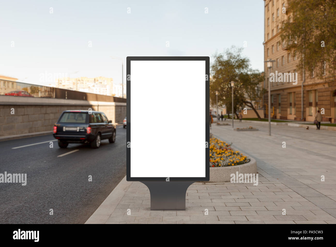 Blank street billboard poster stand on city background. 3d illustration ...