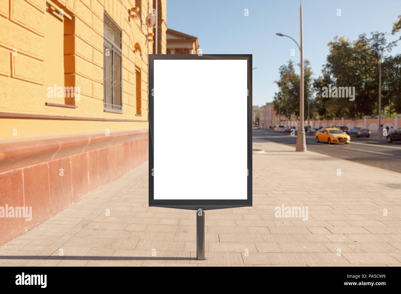 Blank street billboard poster stand on city background. 3d illustration ...
