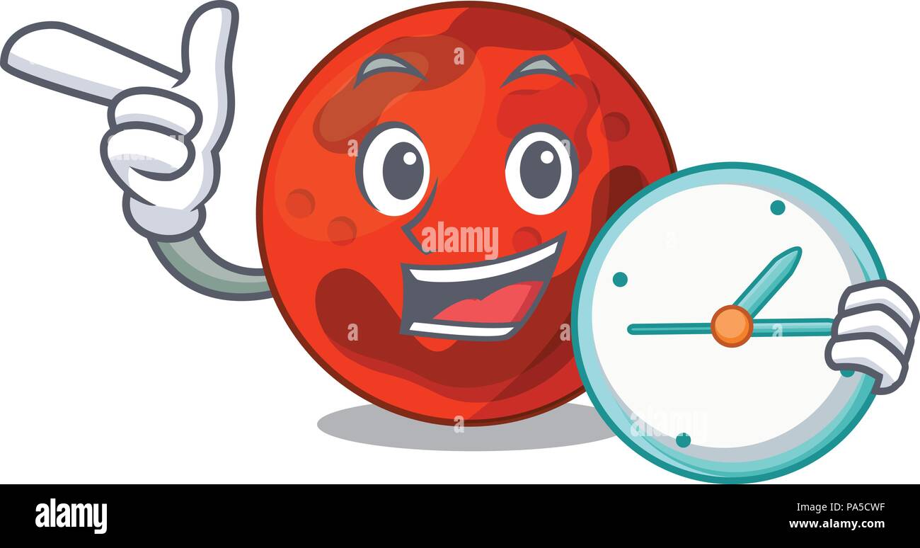 With clock mars planet character cartoon vector illustration Stock ...