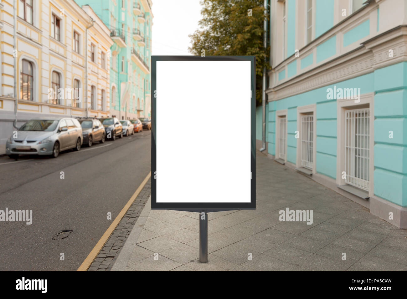 Blank street billboard poster stand on city background. 3d illustration ...