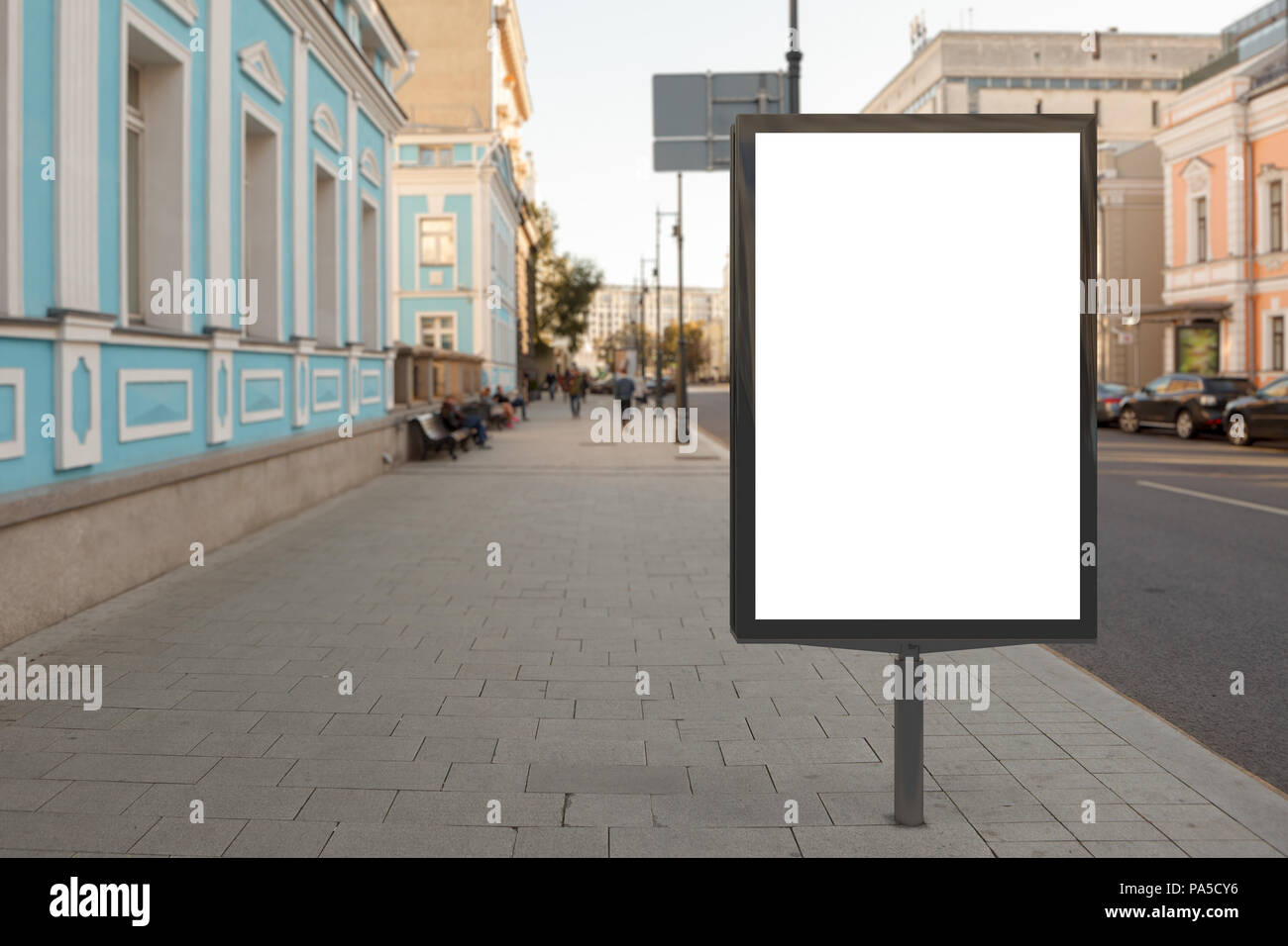 Blank street billboard poster stand on city background. 3d illustration ...