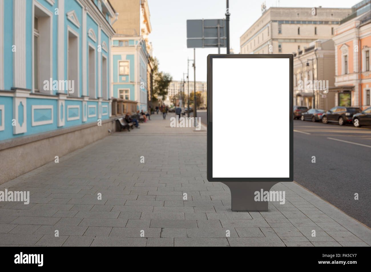 Blank street billboard poster stand on city background. 3d illustration ...