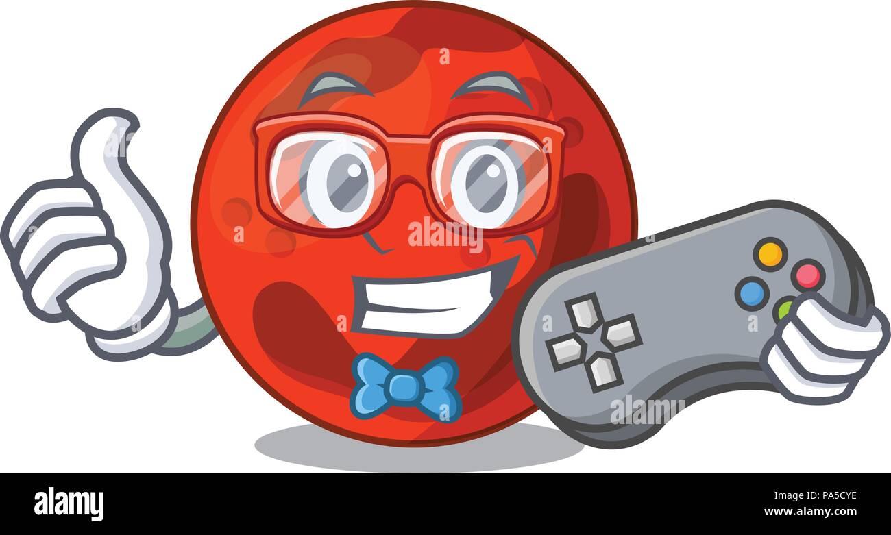 Gamer mars planet mascot cartoon vector illustration Stock Vector Image ...