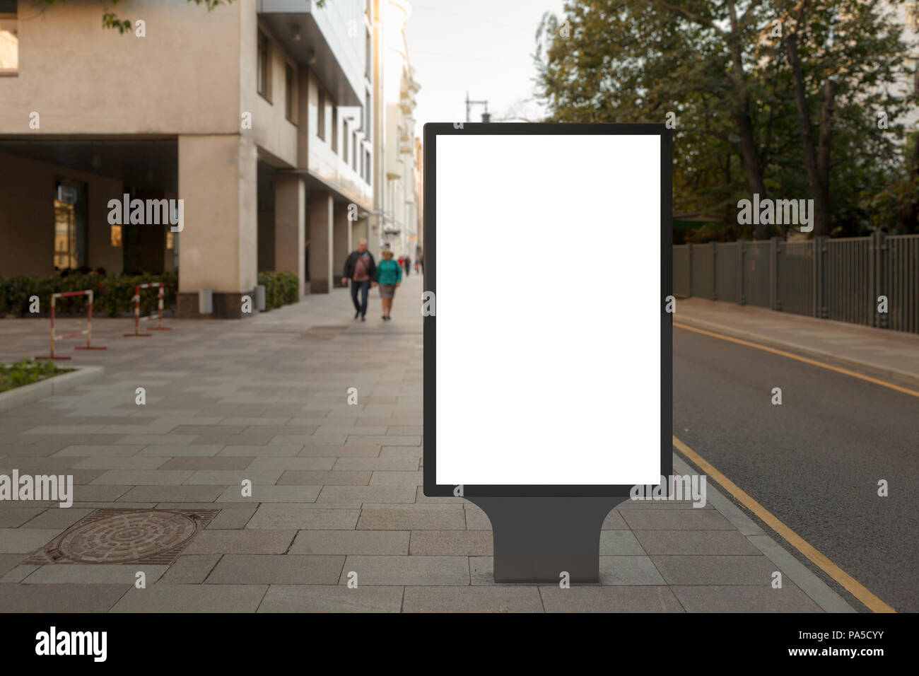 Blank street billboard poster stand on city background. 3d illustration ...