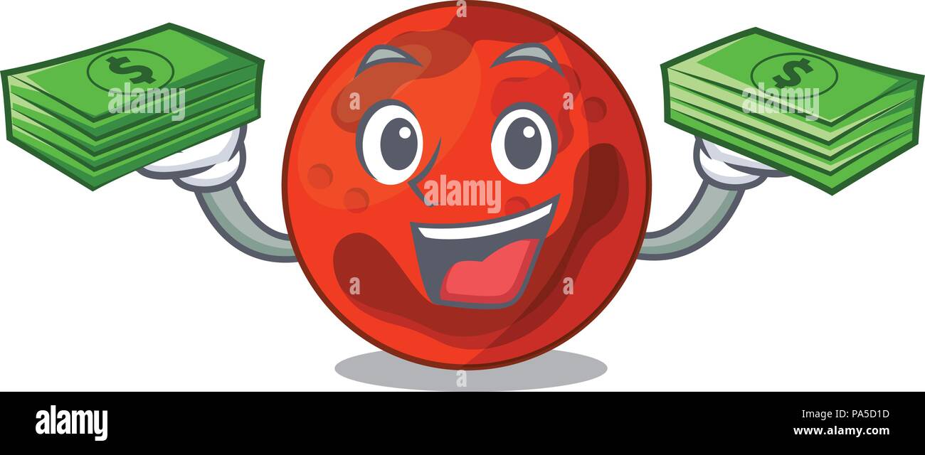 With money bag mars planet mascot cartoon vector illustration Stock ...