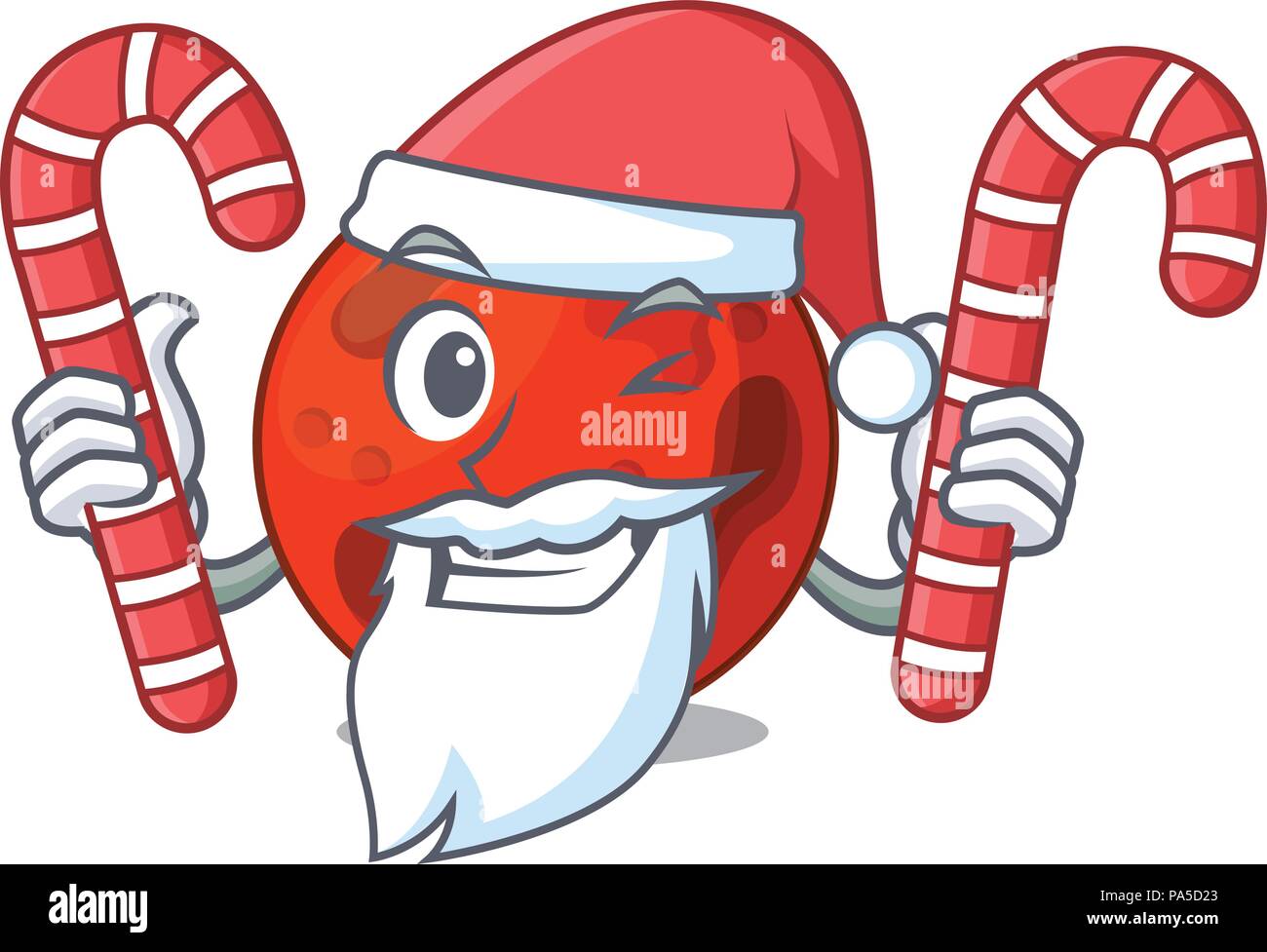 Santa with candy mars planet mascot cartoon vector illustration Stock ...