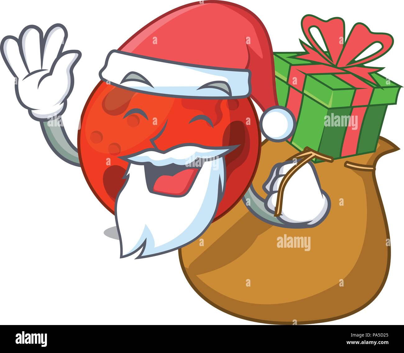 Santa with gift mars planet mascot cartoon vector illustration Stock ...