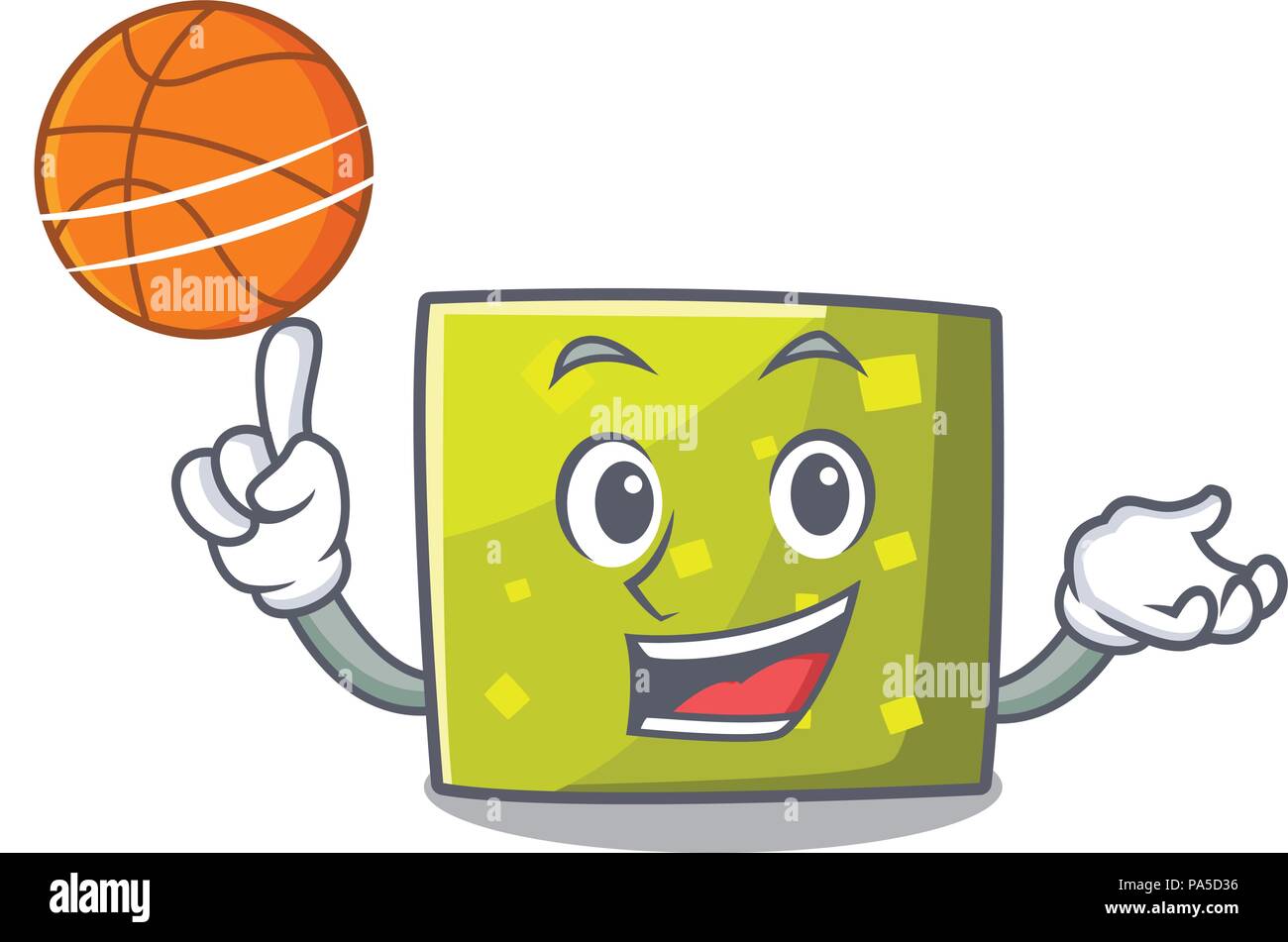 With basketball square character cartoon style vector illustration ...