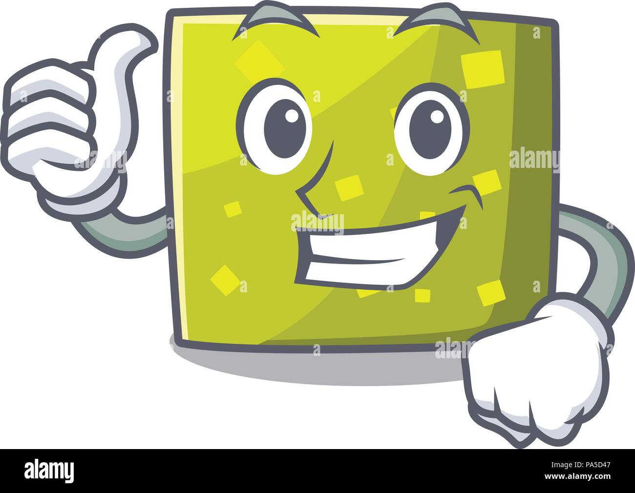 Thumbs up square character cartoon style vector illustration Stock ...