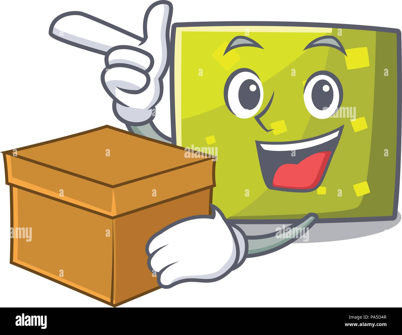 With Box Square Character Cartoon Style Vector Illustration Stock with-box-square-character-cartoon-style-vector-illustration-stock
