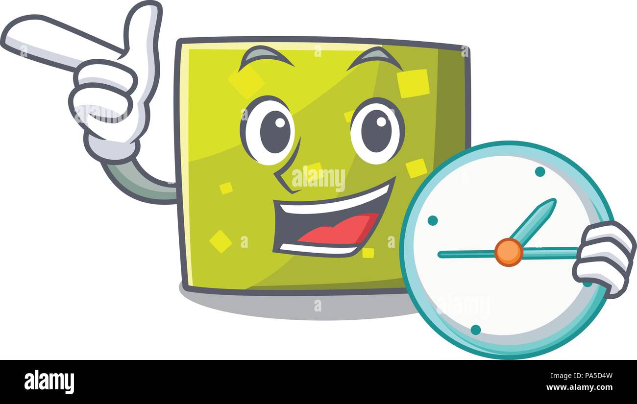 With clock square character cartoon style vector illustration Stock ...