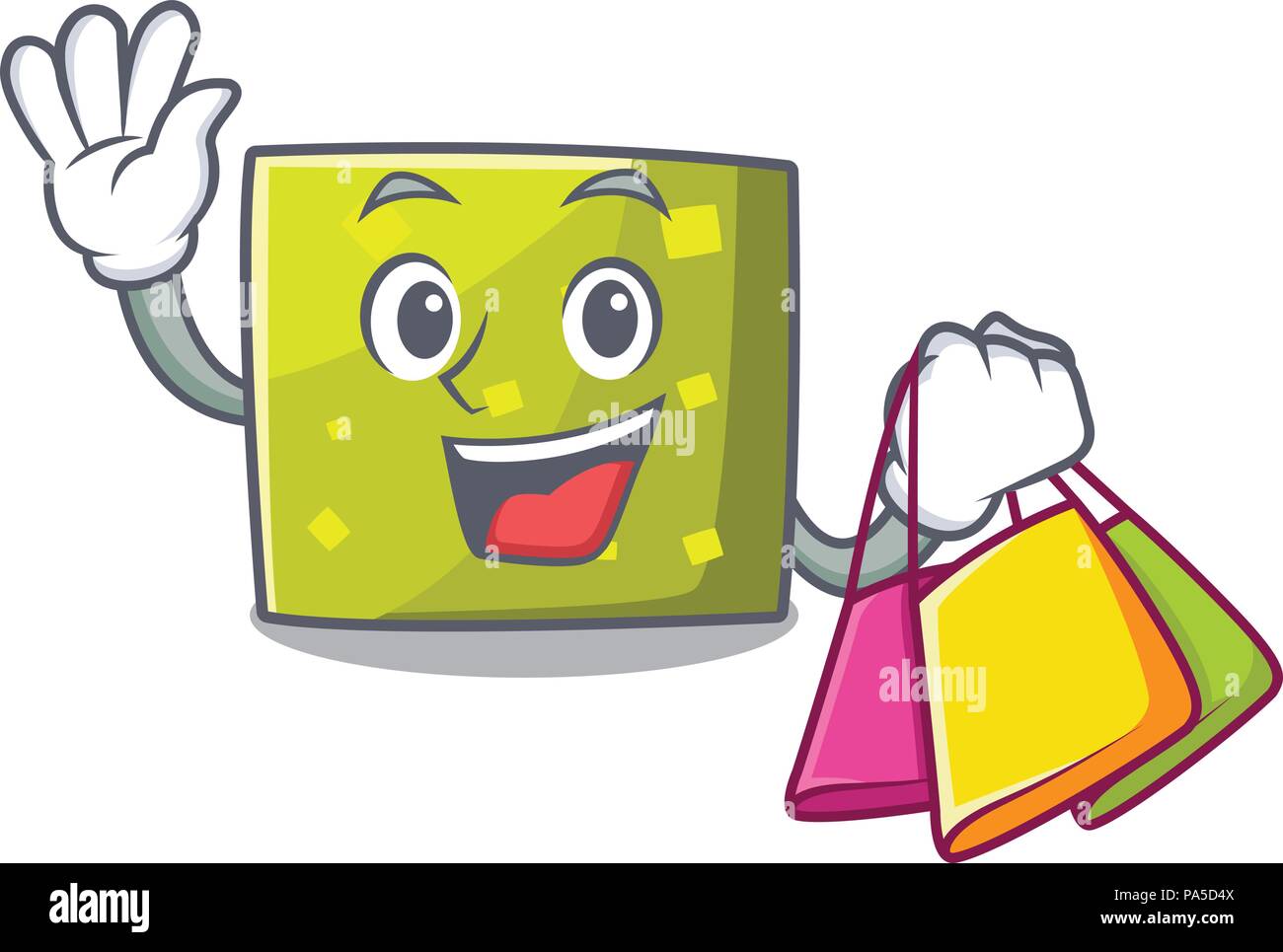 Shopping square character cartoon style vector illustration Stock ...