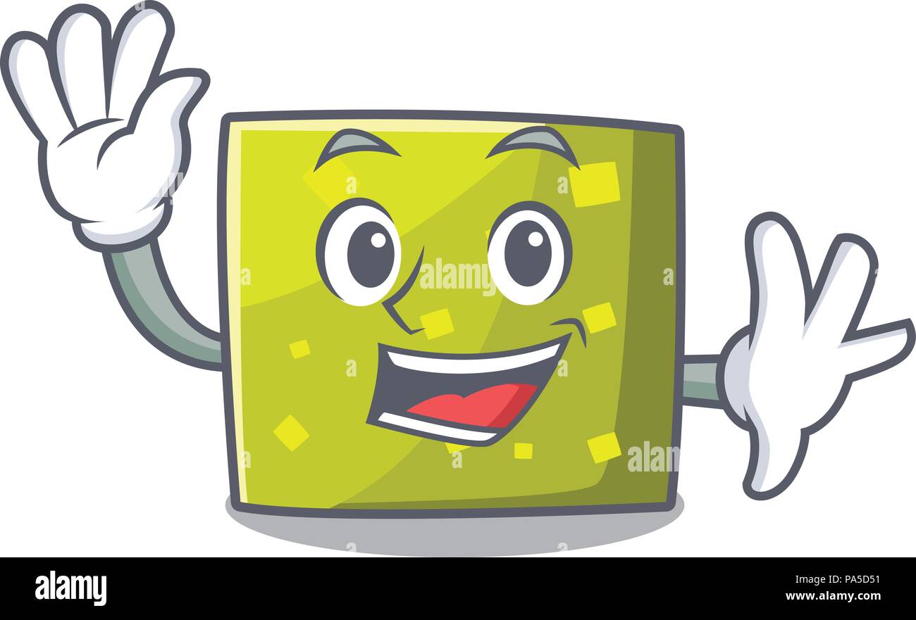 Waving square character cartoon style vector illustration Stock Vector ...