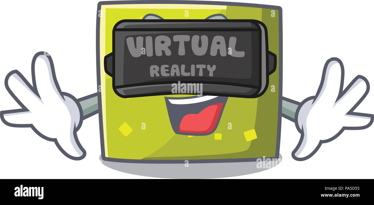 Virtual reality square mascot cartoon style vector illustration Stock ...
