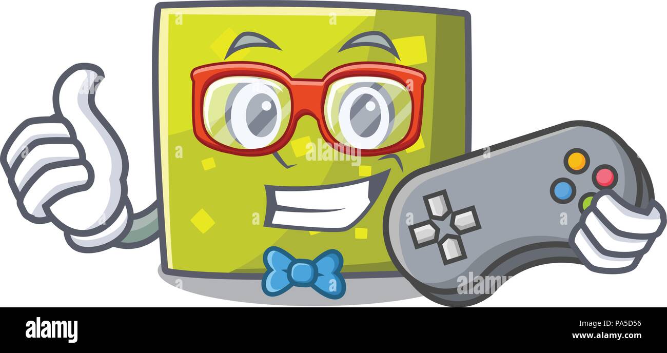 Gamer square mascot cartoon style vector illustration Stock Vector ...