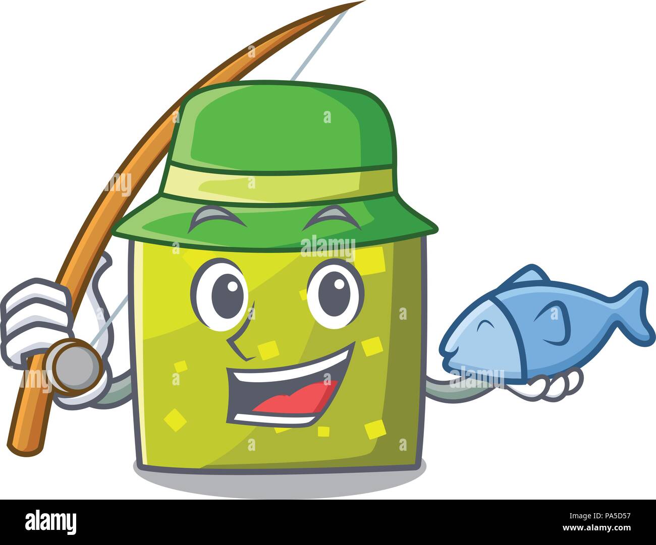 Fishing square mascot cartoon style vector illustration Stock Vector ...