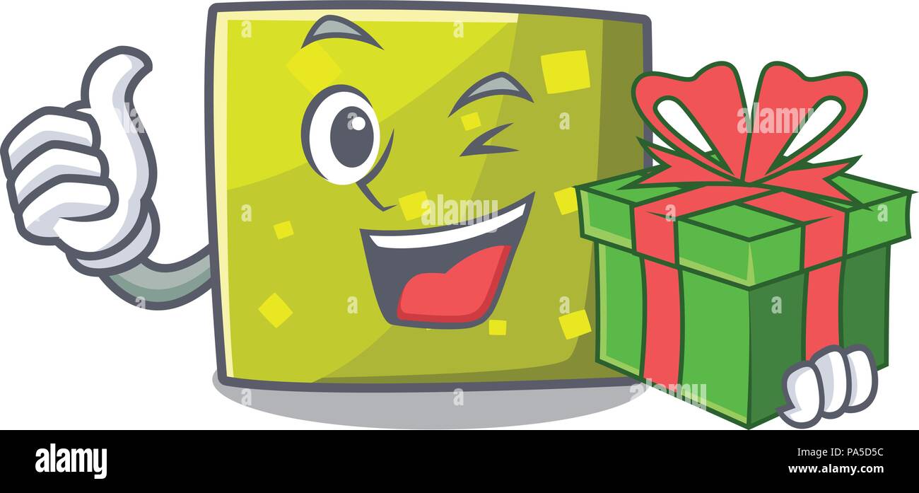 With gift square mascot cartoon style vector illustration Stock Vector ...