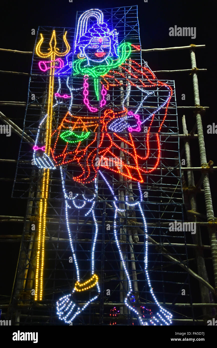 illuminated image of lord shiva ,india Stock Photo - Alamy