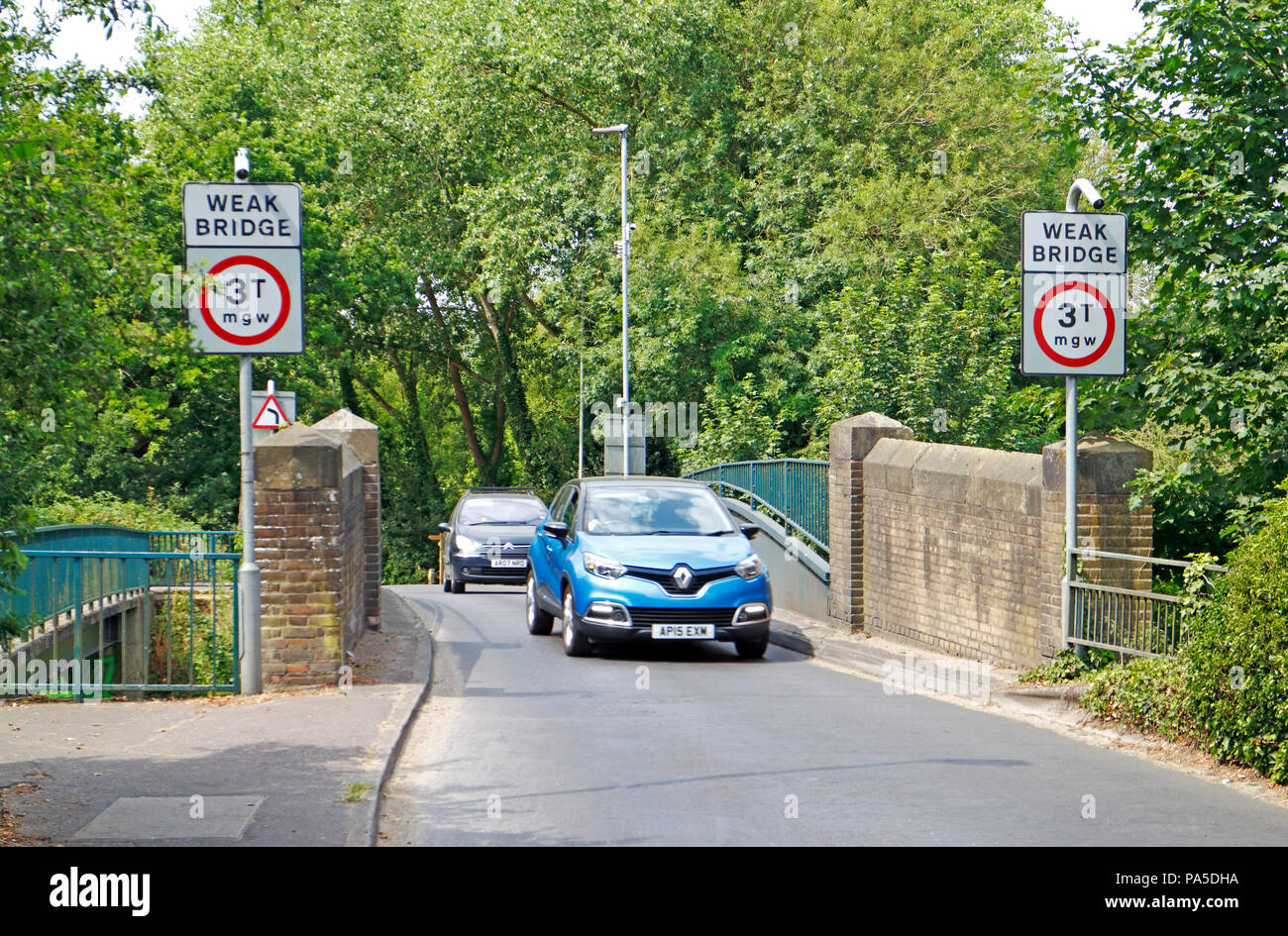 The single track Hellesdon Road Bridge crossing the River Wensum in ...