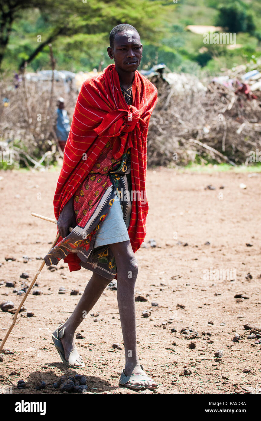 AMBOSELI, KENYA - OCTOBER 10, 2009: Portrait of an unidentified Massai ...