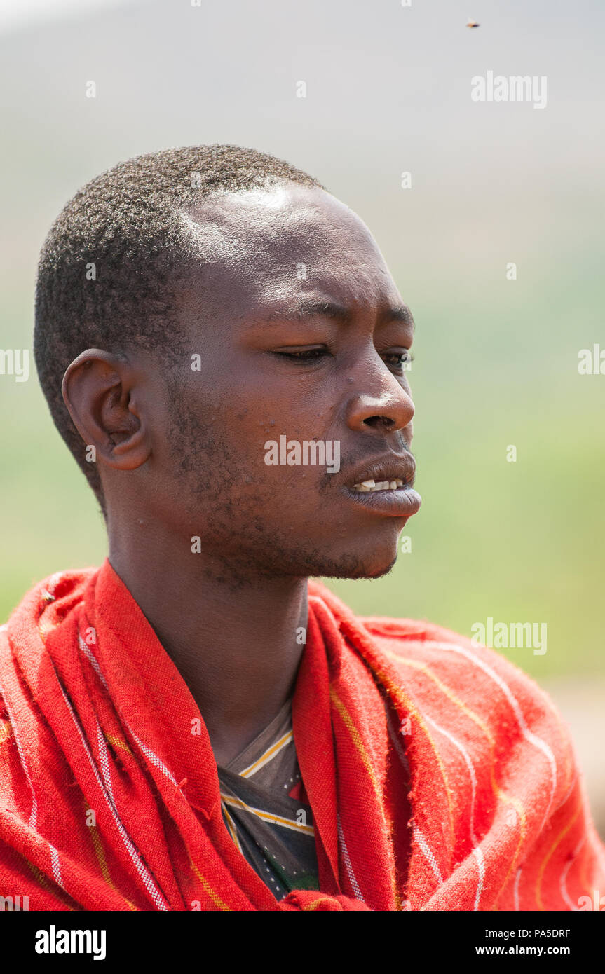 AMBOSELI, KENYA - OCTOBER 10, 2009: Portrait of an unidentified Massai ...