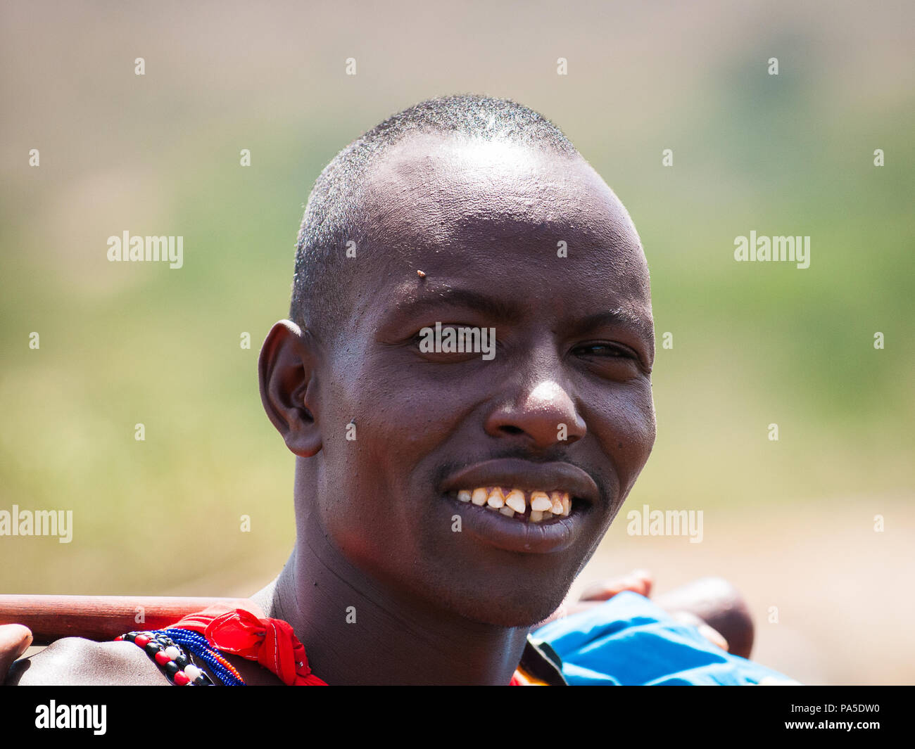 KENYA - OCTOBER 10, 2009: Portrait of an unidentified Massai smiling ...