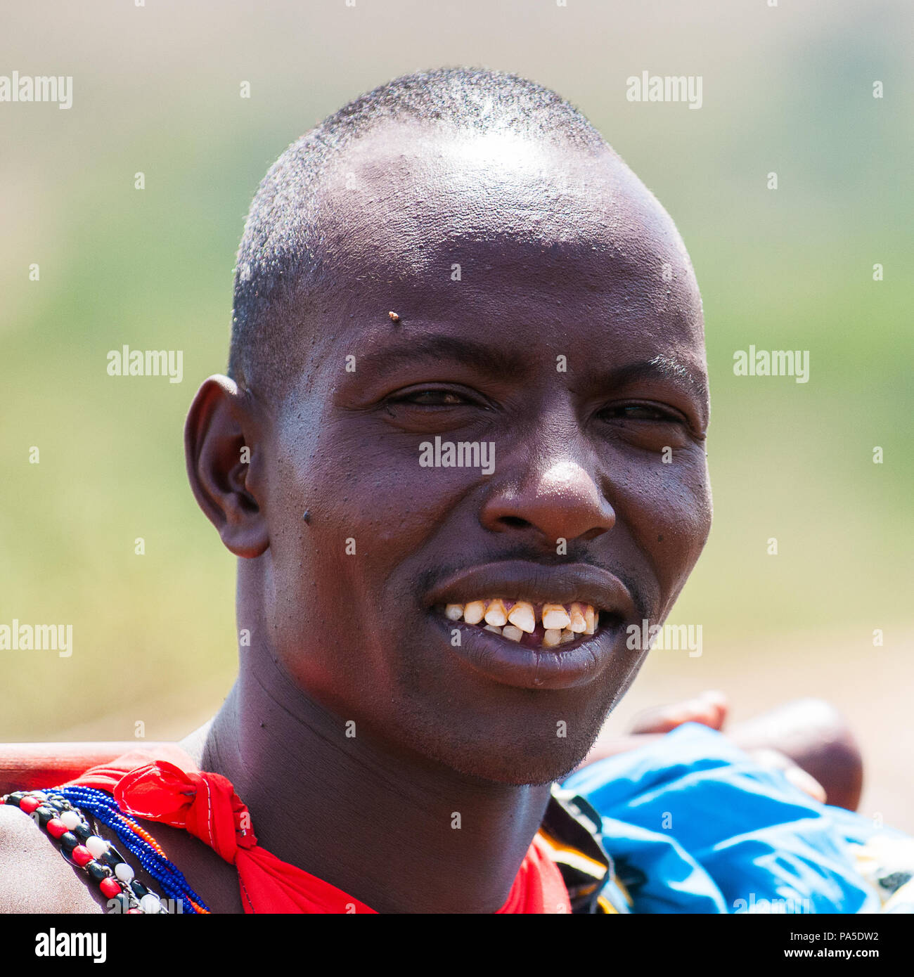 AMBOSELI, KENYA - OCTOBER 10, 2009: Portrait of an unidentified Massai ...
