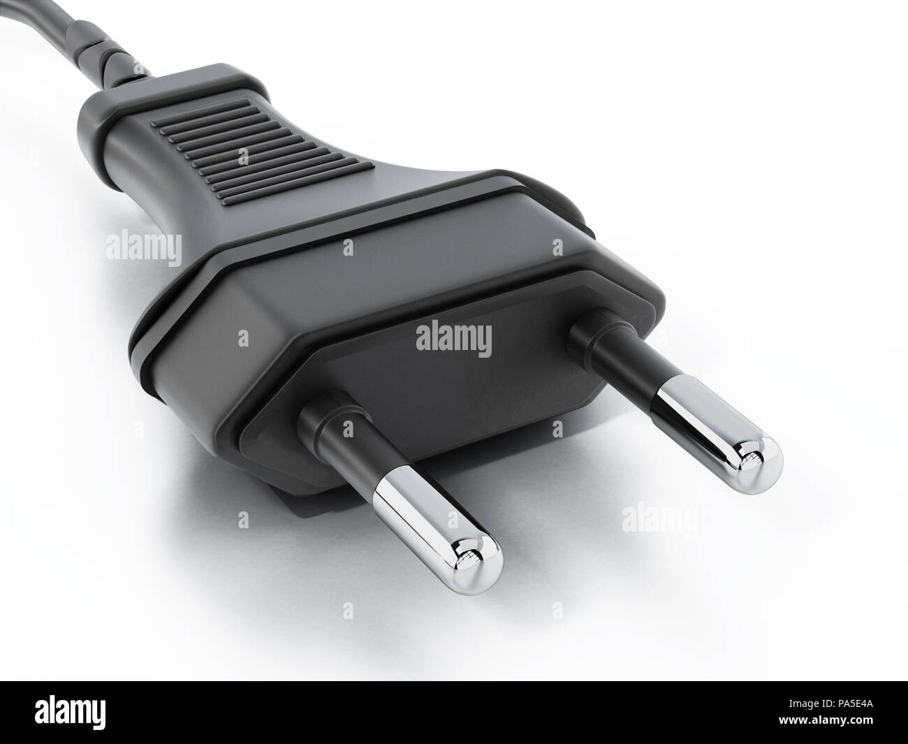 Type C Europe electric plug isolated on white background. 3D ...