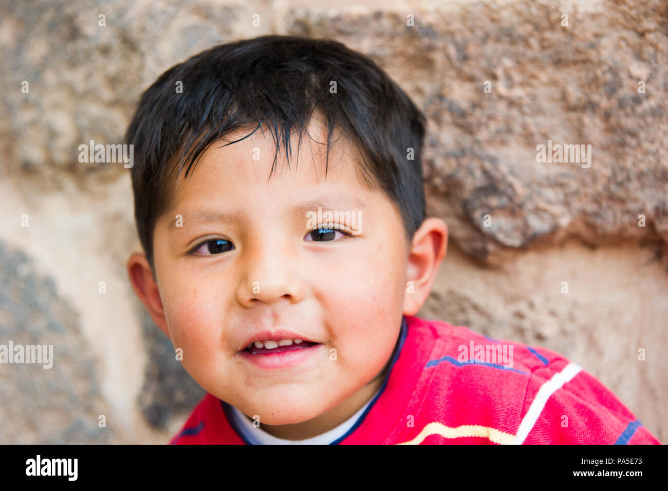 PERU - NOVEMBER 6, 2010: Portriat of an unidentified Peruvian boy in ...