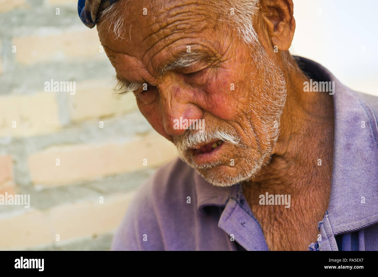 TASHKENT, UZBEKISTAN - JUNE 12, 2011: Portrait of an Uzbek old man on ...