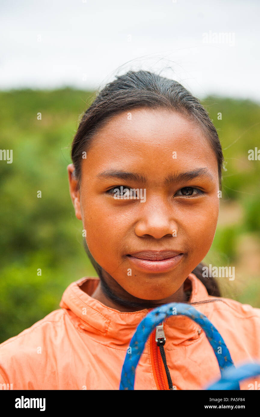 MADAGASCAR - JUNE 29, 2011: Portrait of an unidentified Madagascar girl ...