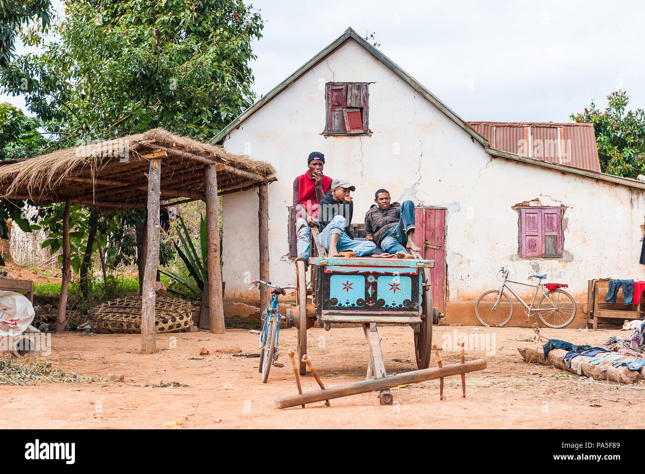 ANTANANARIVO, MADAGASCAR - JUNE 29, 2011: Unidentified Madagascar boys ...