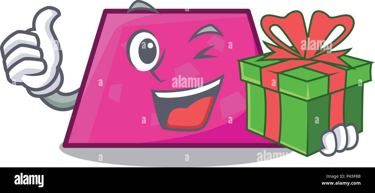 With gift trapezoid mascot cartoon style vector illustration Stock ...