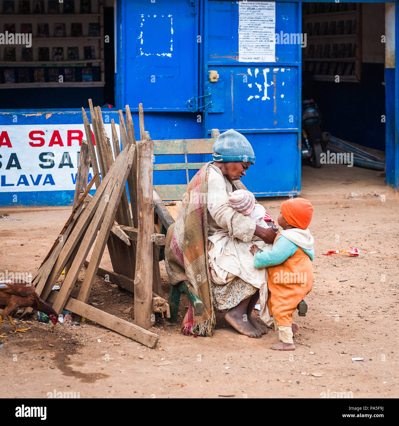 ANTANANARIVO, MADAGASCAR - JUNE 29, 2011: Unidentified Madagascar woman ...