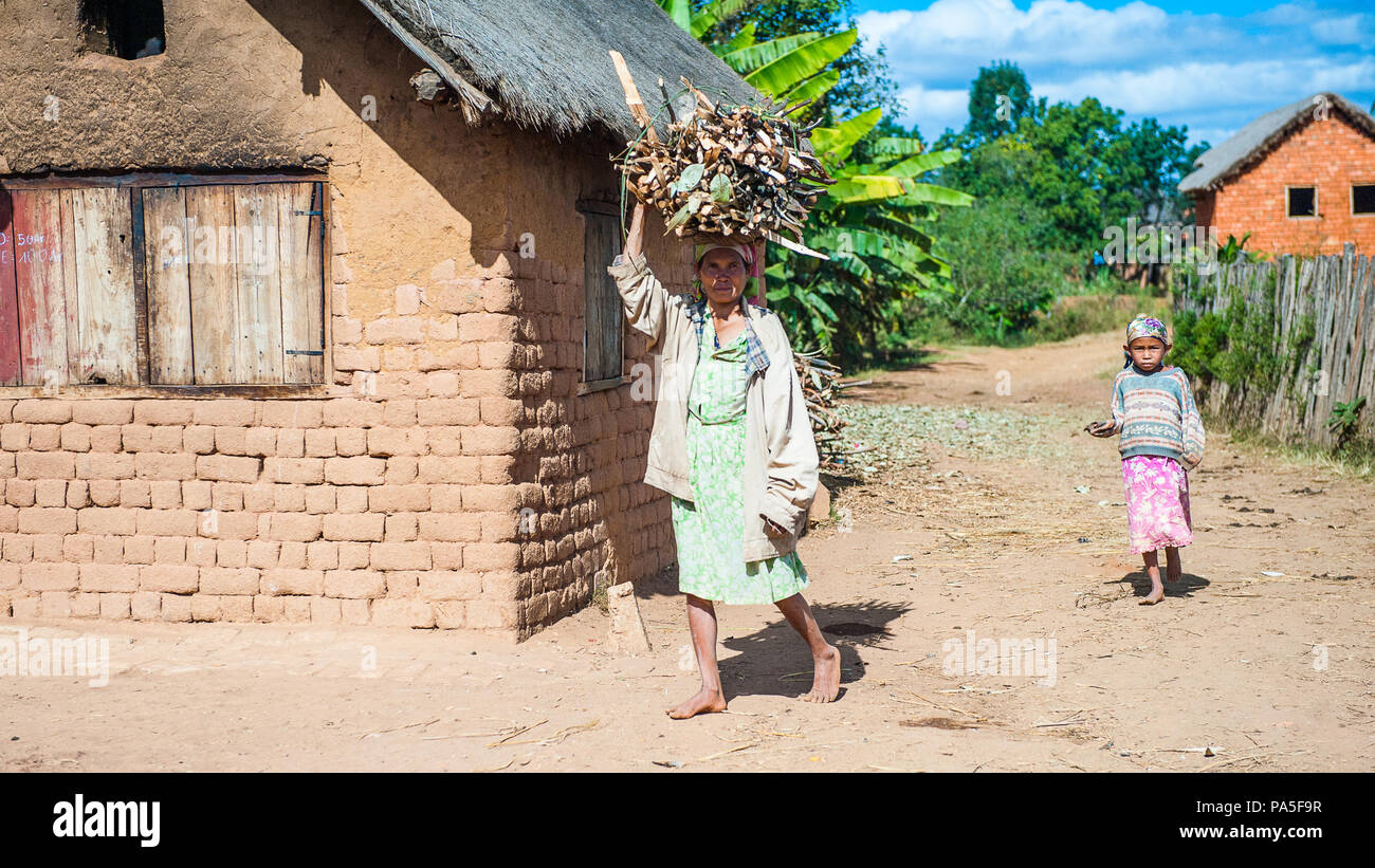 ANTANANARIVO, MADAGASCAR - JUNE 29, 2011: Unidentified Madagascar woman ...