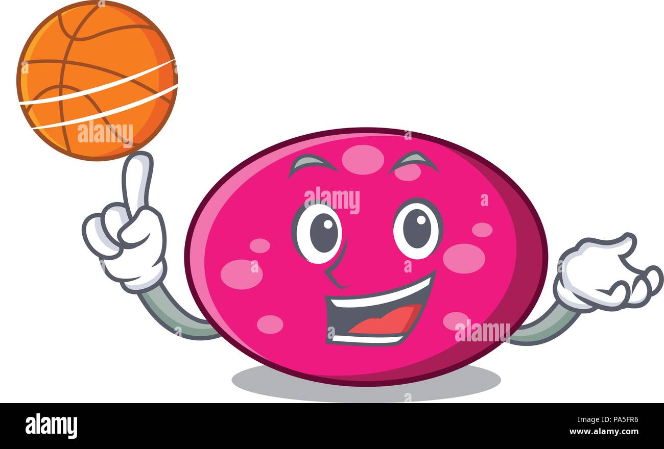 With basketball ellipse character cartoon style vector illustration ...