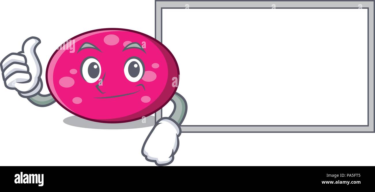 Thumbs up with board ellipse character cartoon style vector ...