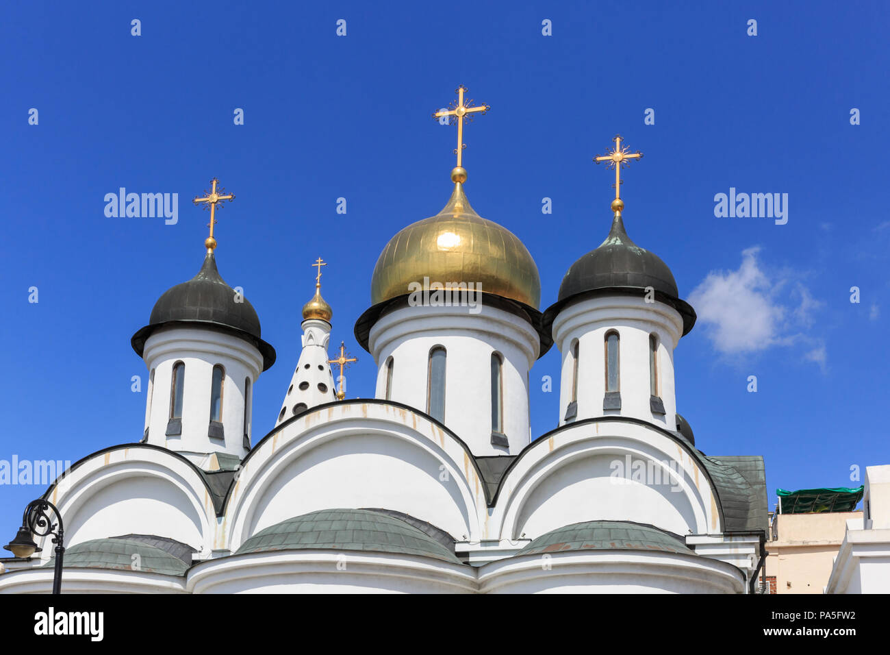Cupola detail with onion-shaped domes, Our Lady of Kazan Orthodox Cathedral, Russian Orthodox ...