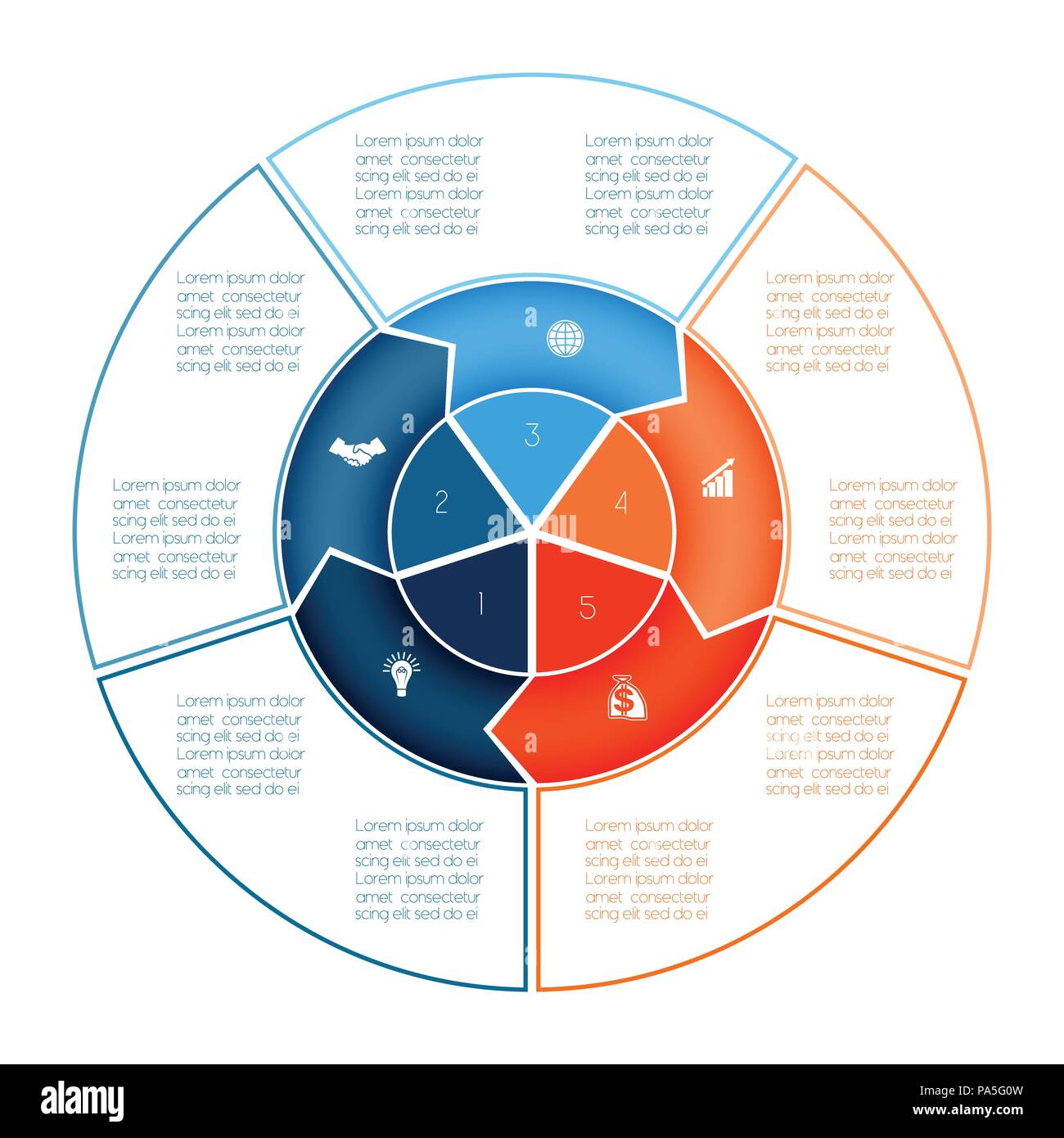 Ring of arrows Infographic. Chart template for presentation 5 options ...