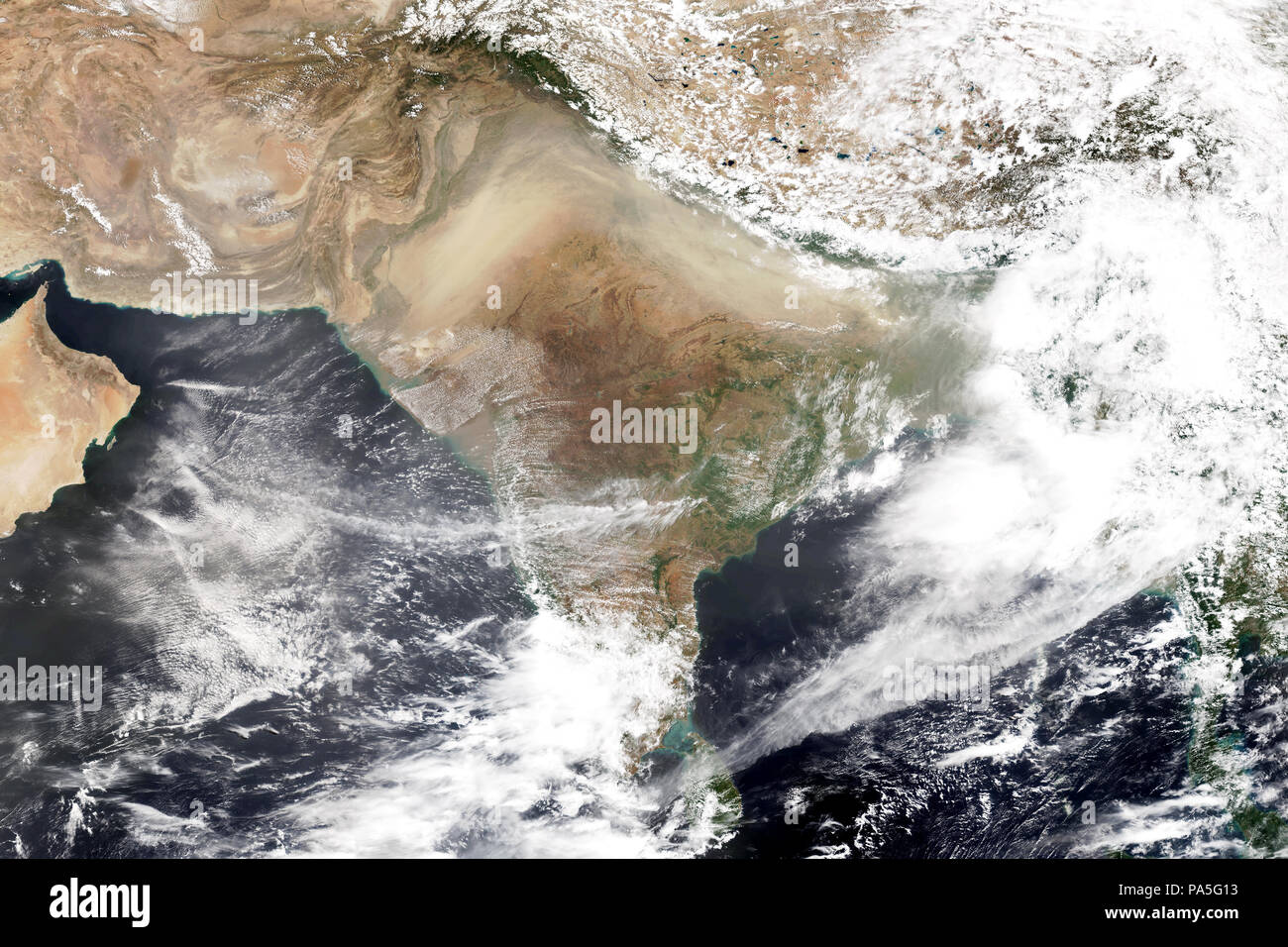 NASA satellite image showing dust storms over northern India on 14 June ...