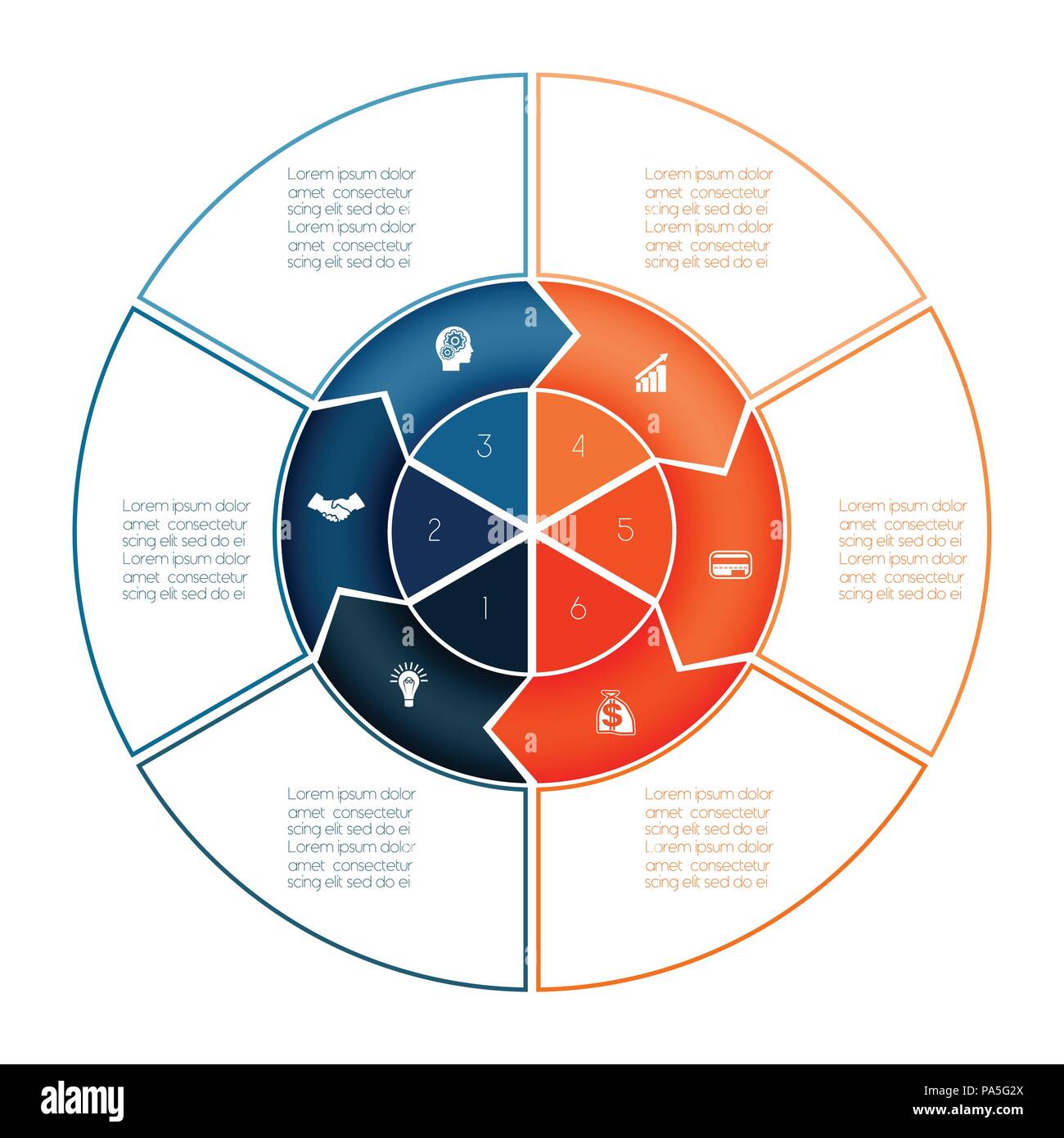 Ring of arrows Infographic. Chart template for presentation 6 options ...