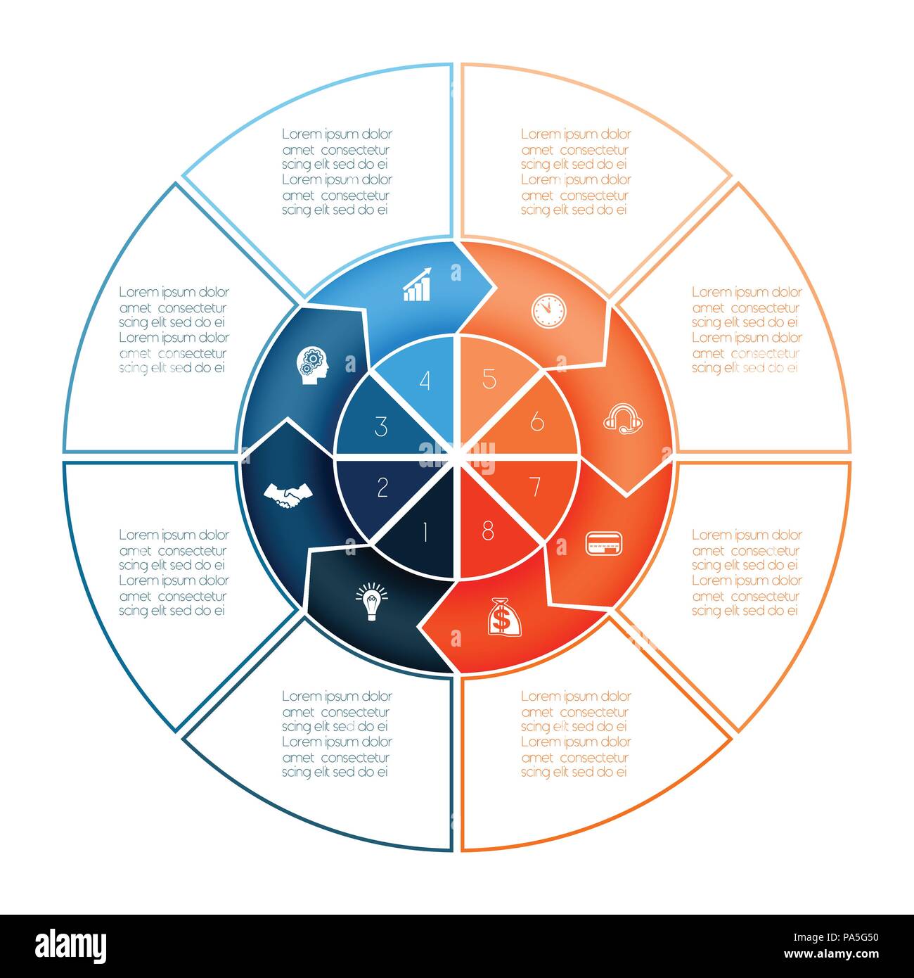 Ring of arrows Infographic. Chart template for presentation 8 options ...