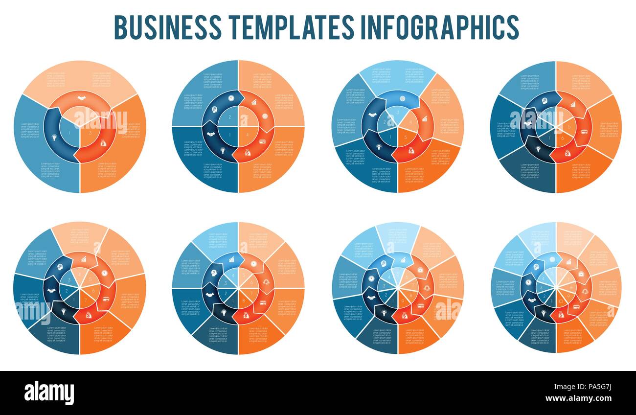 Ring of arrows Infographic. Templates for 3, 4, 5, 6, 7, 8, 9, 10 ...