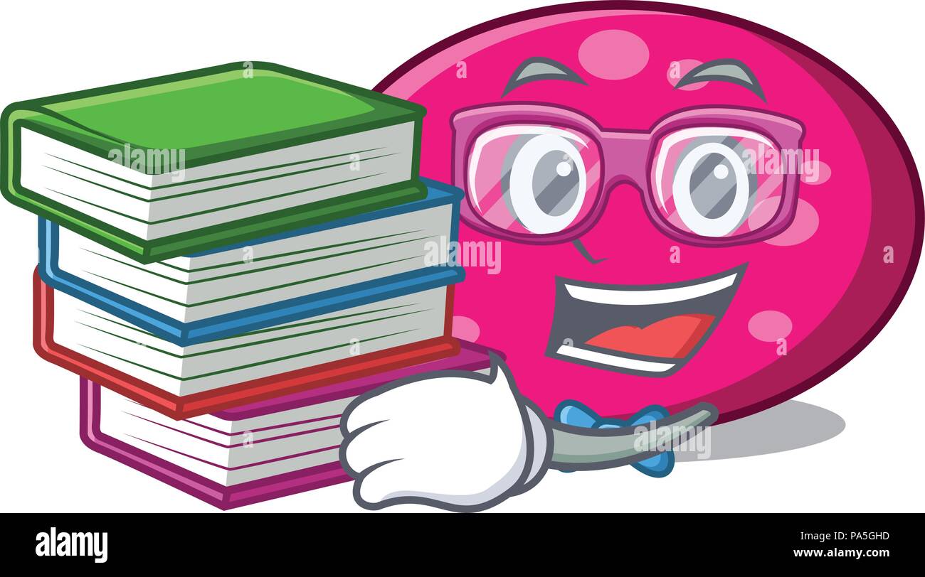 Student with book ellipse mascot cartoon style vector illustration ...