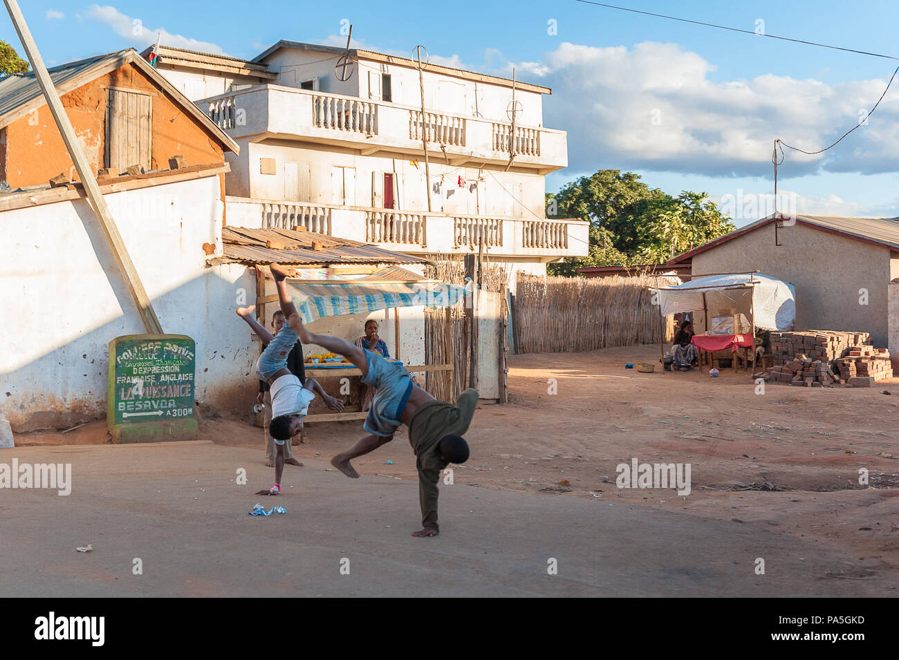 ANTANANARIVO, MADAGASCAR - JULY 1, 2011: Unidentified Madagascar boys ...