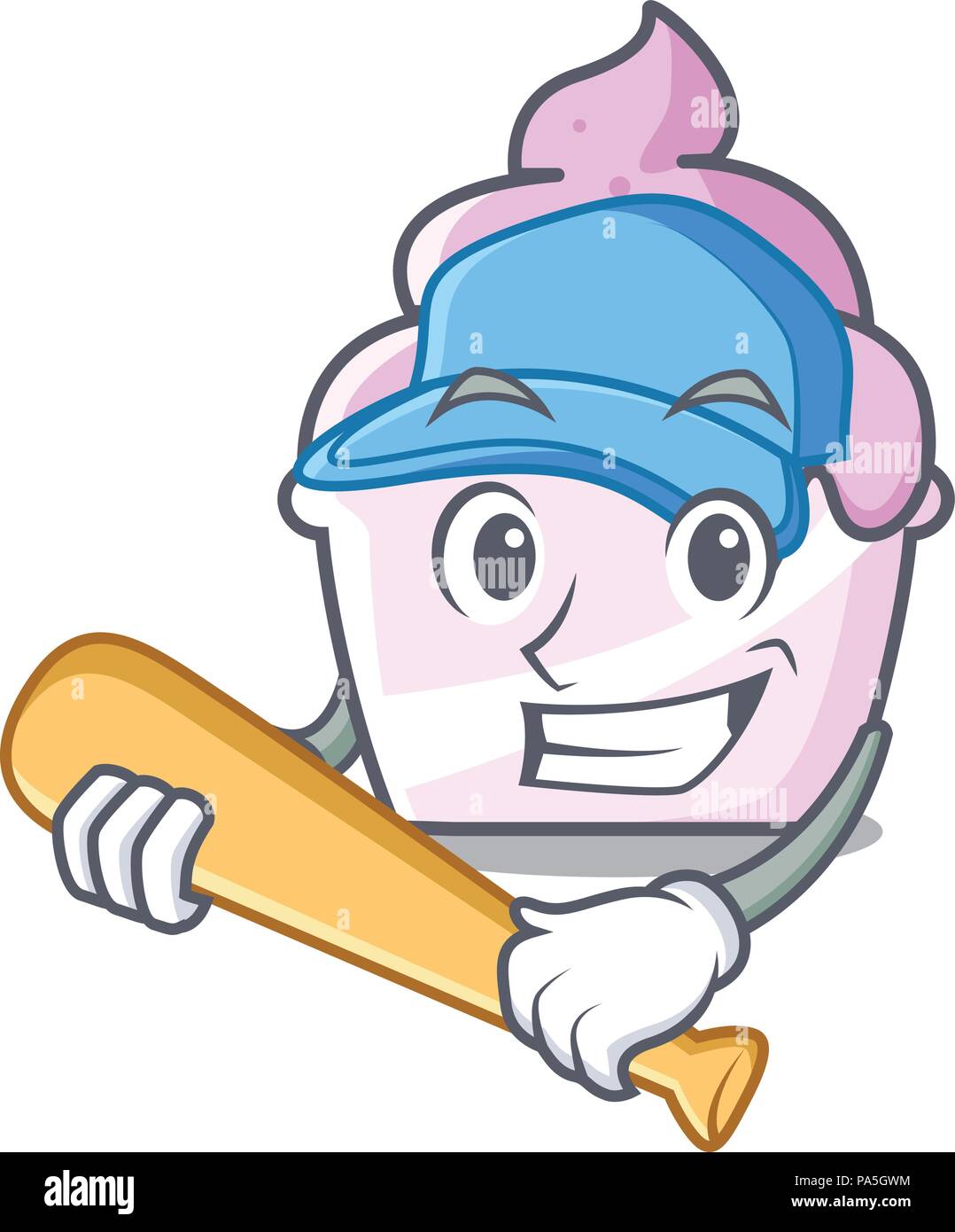 Playing baseball ice cream paper cup character cartoon vector ...