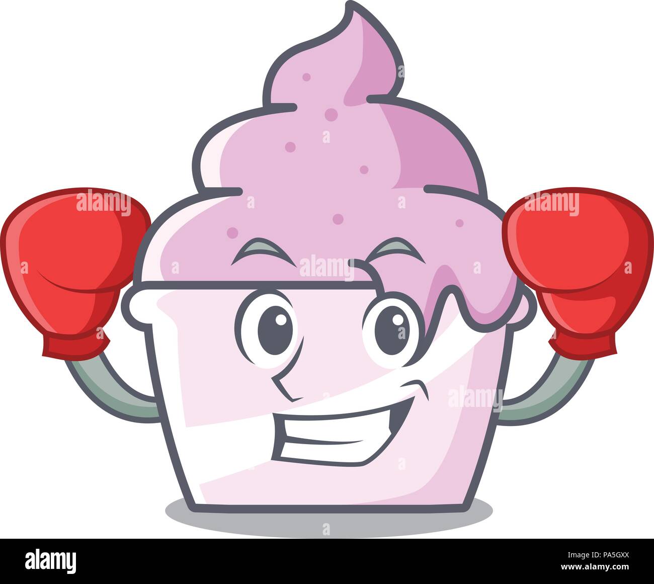 Boxing ice cream paper cup character cartoon vector illustration Stock ...