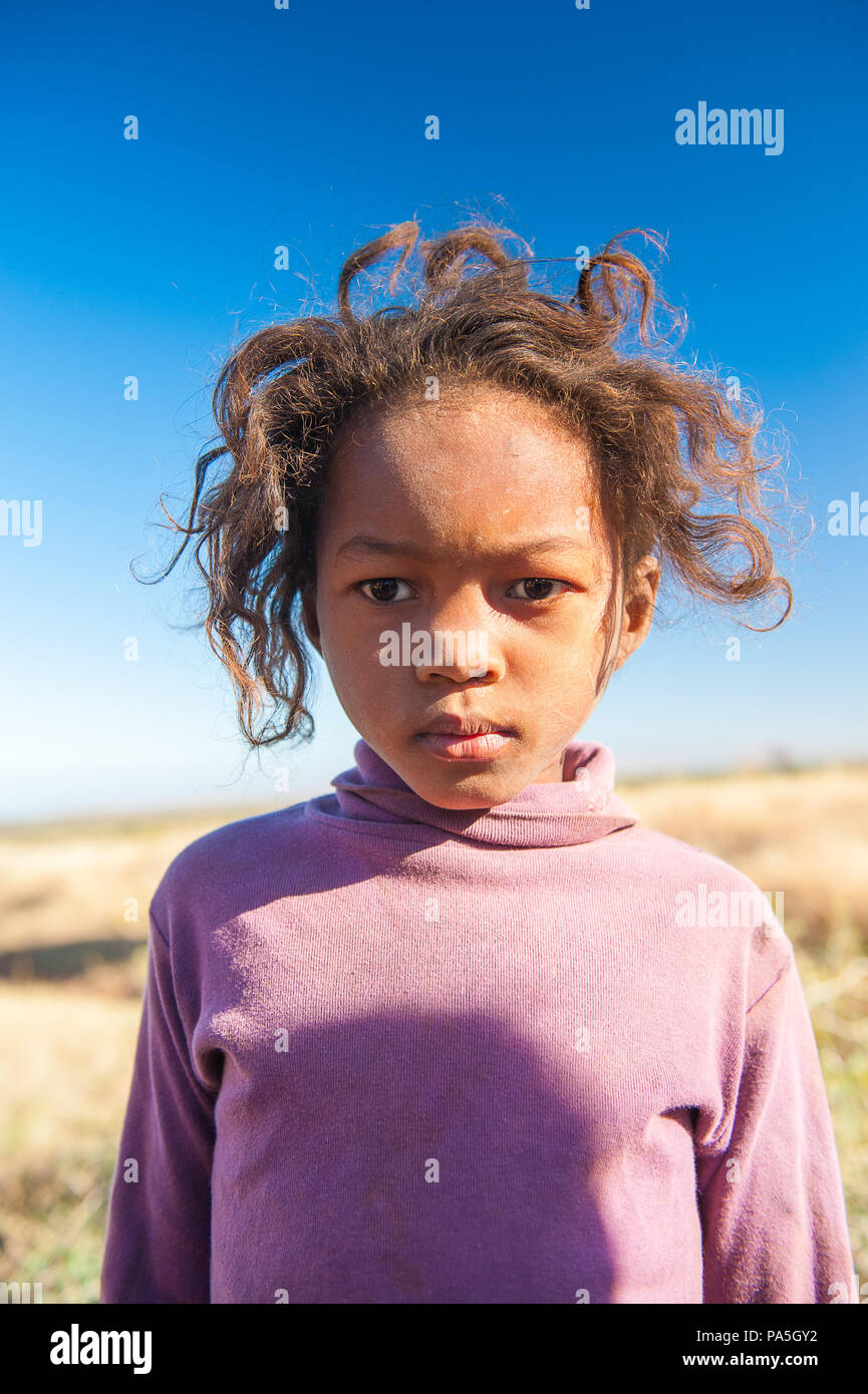 MADAGASCAR - JULY 3, 2011: Portrait of an unidentified beautiful girl ...