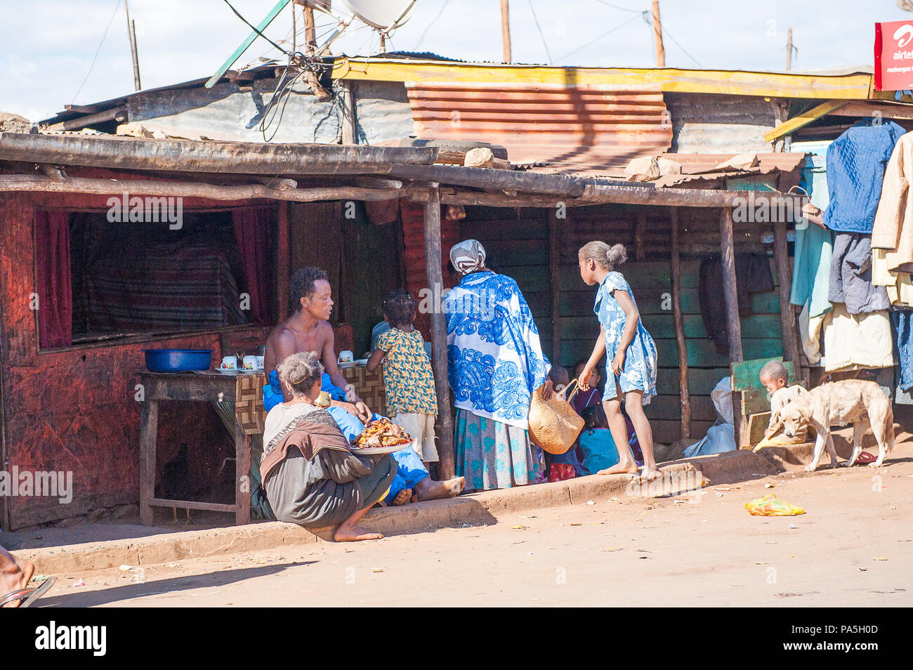 ANTANANARIVO, MADAGASCAR - JULY 3, 2011: Unidentified Madagascar people ...