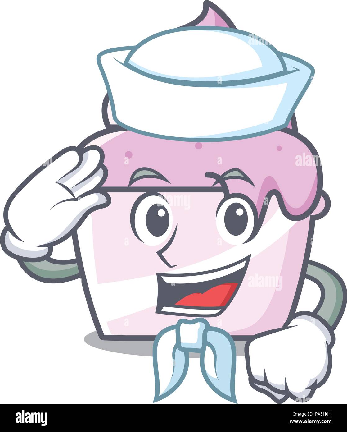 Sailor ice cream paper cup character cartoon vector illustration Stock ...